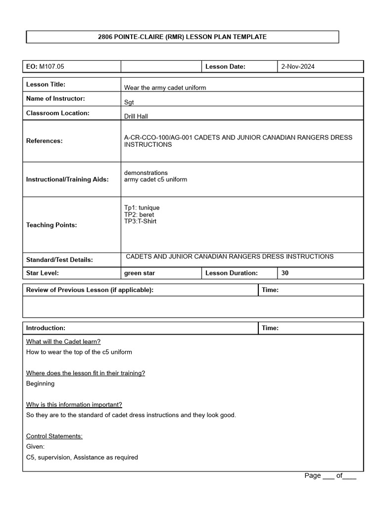 Lesson Plan Template | PDF | Lesson Plan | Uniforms