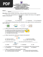 Q1 PT Science I Sses | PDF | Taste | Matter