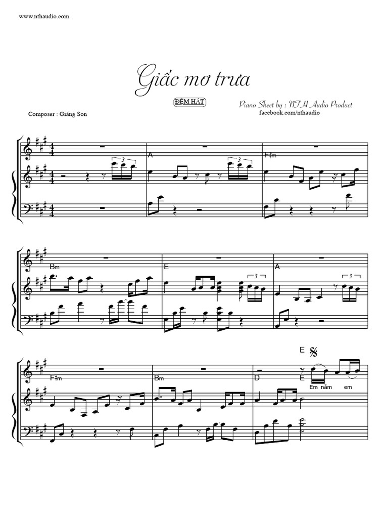 Giac Mo Trua Sheet Dem Hat A | PDF