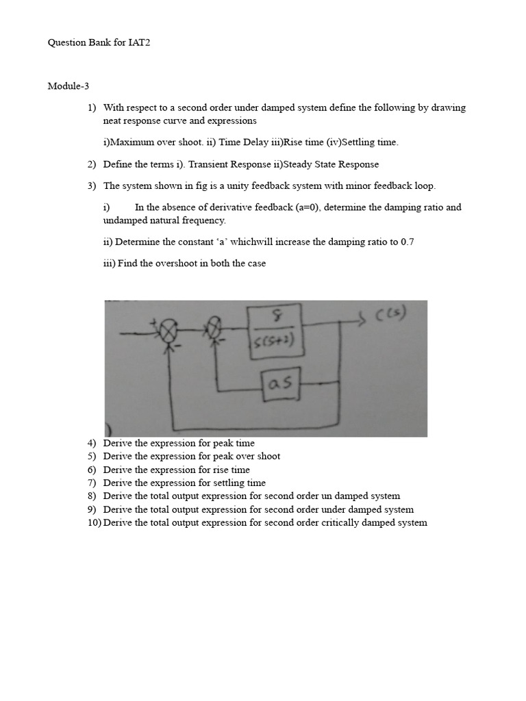 Question Bank for IAT2.docx | PDF | Damping | Stability Theory