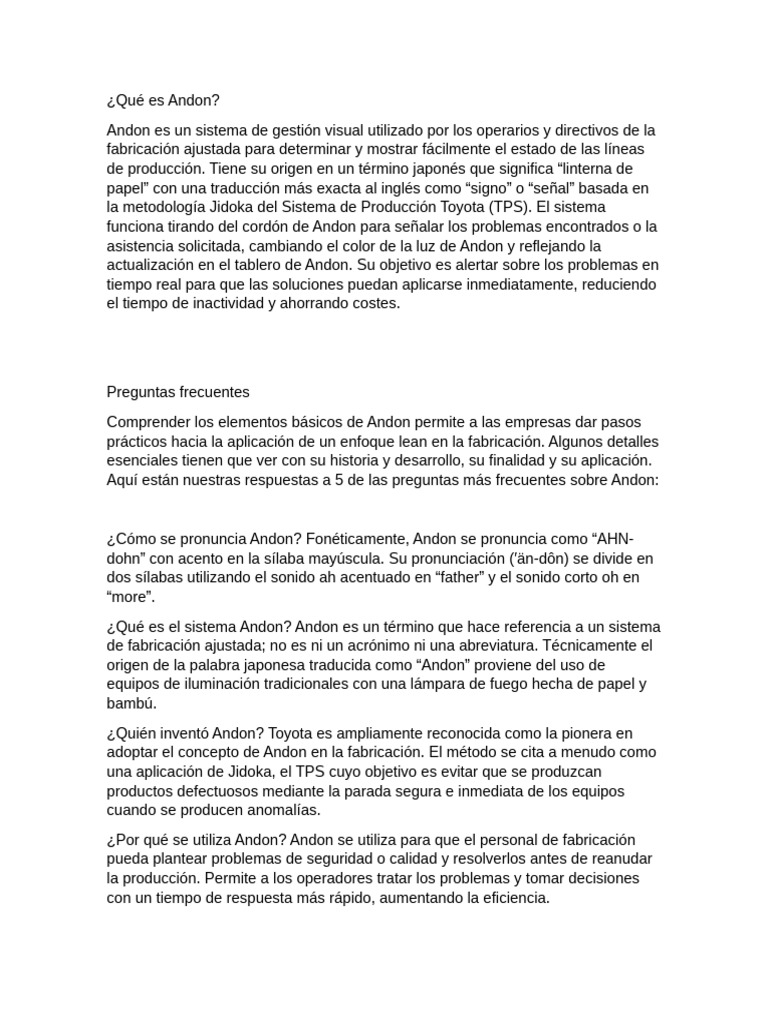 Sistema Andon en Producción Ajustada | PDF | Color