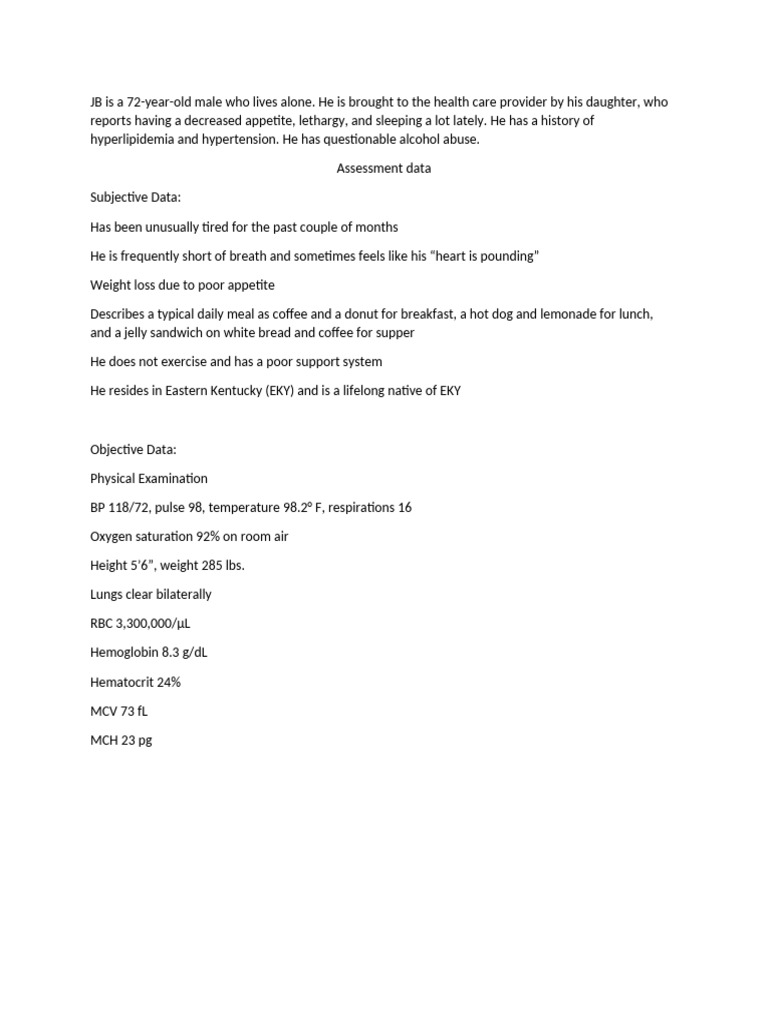 Anemia Case Study Fall 2024 | PDF