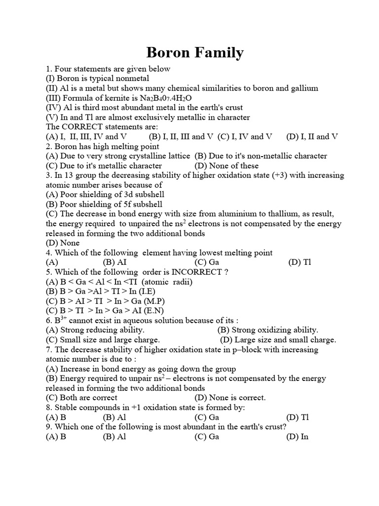 BORON FAMILY | PDF | Hydroxide | Aluminium