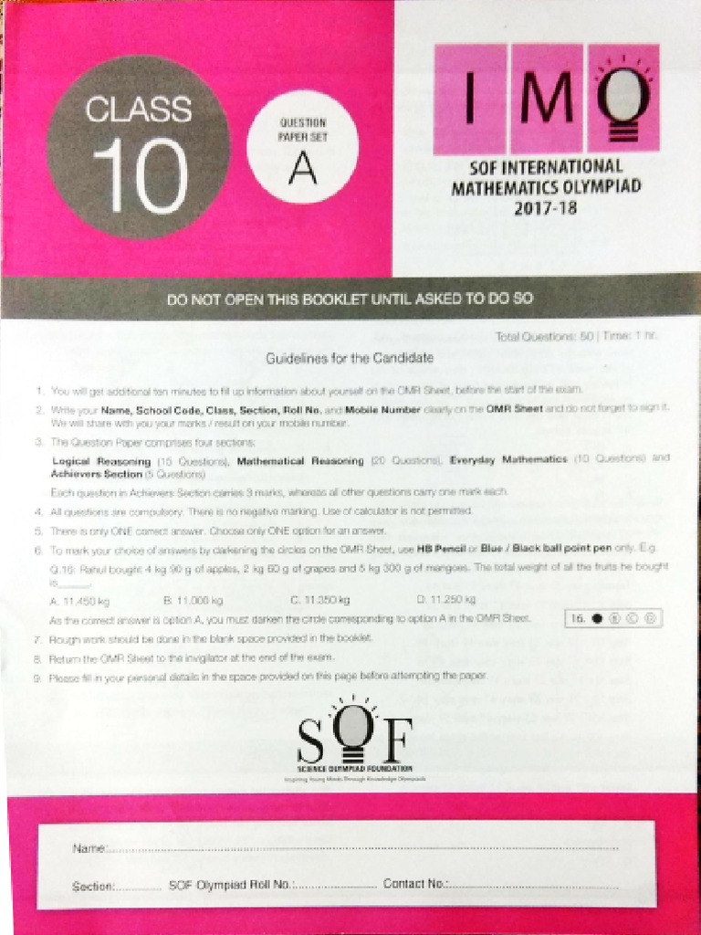 Class 10 IMO | PDF