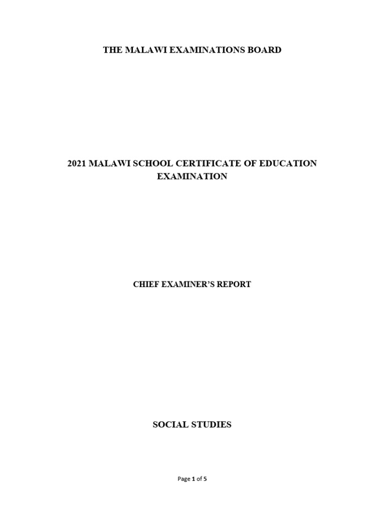 MSCE 2021 Social Studies Report | PDF | Question