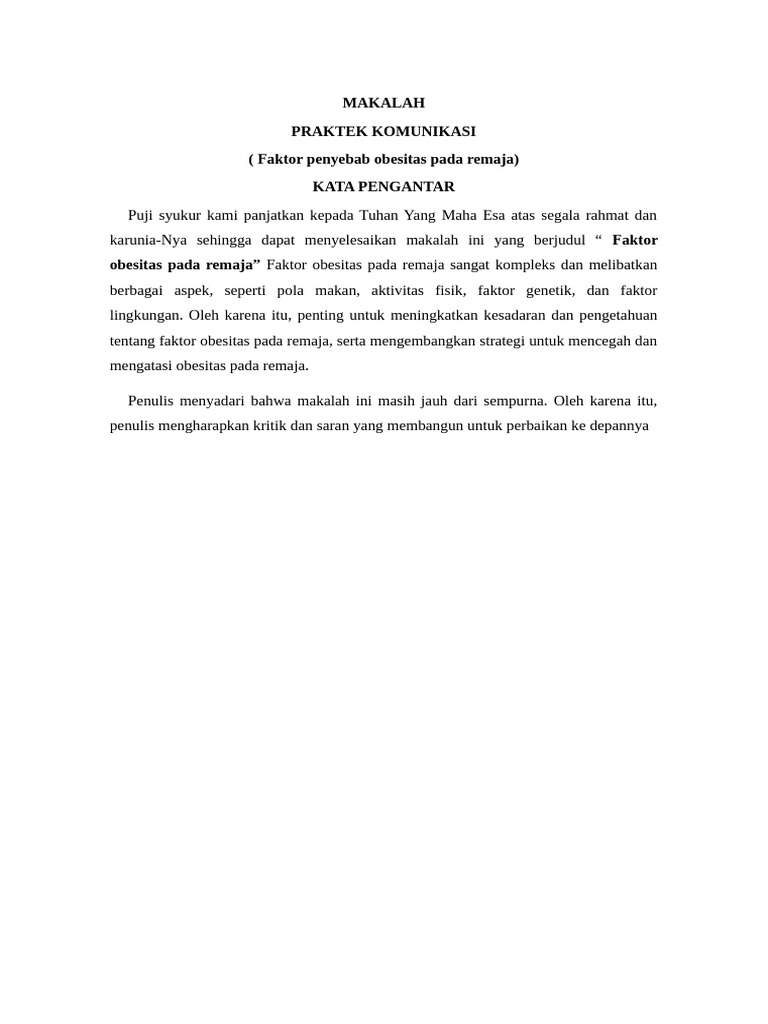 MAKALAH Obesitas Pada Remaja | PDF