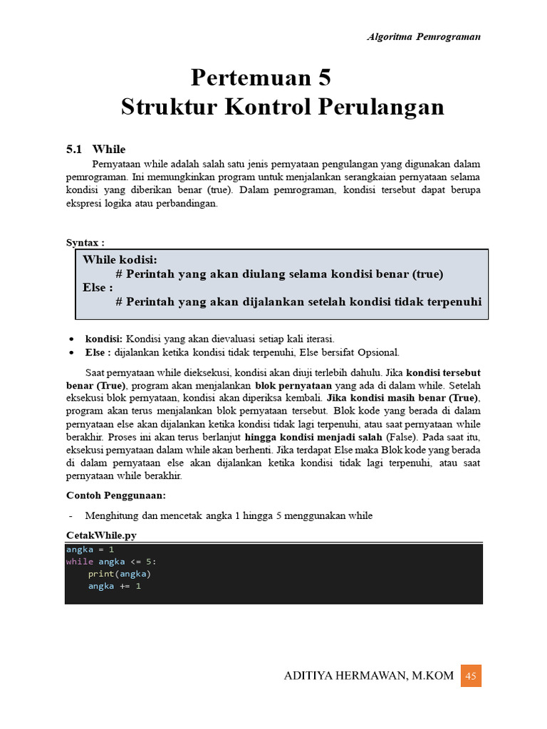 Pertemuan 5 - Struktur Kontrol Perulangan | PDF