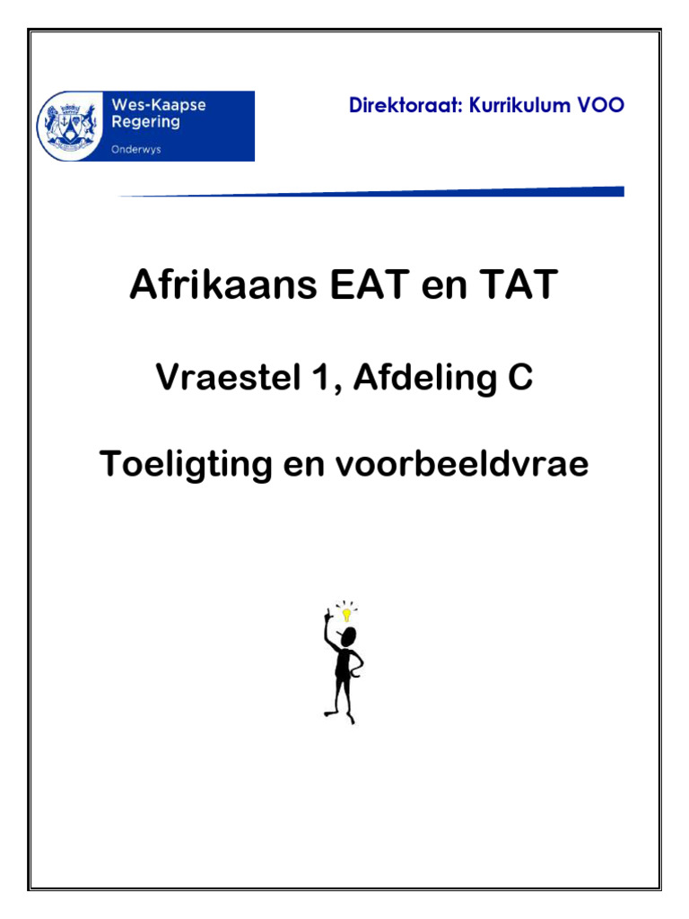 EAT en TAT_Vraestel 1 Afd C_2021 Toeligting en Voorbeeldvrae | PDF
