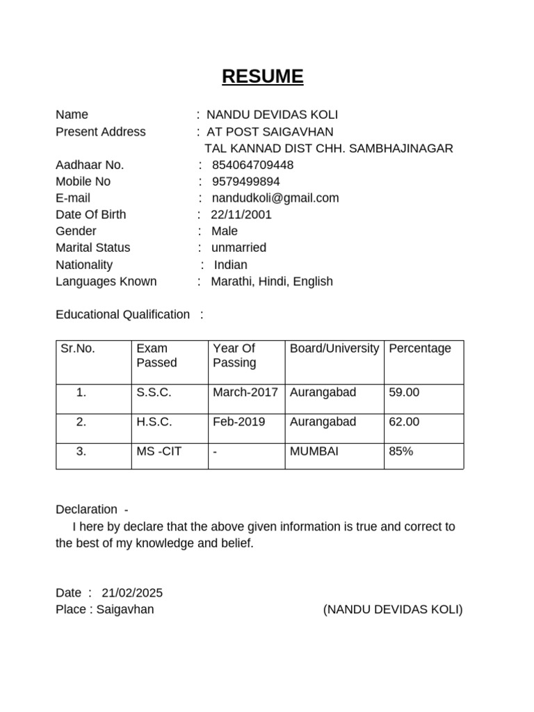 Nandu Resume | PDF