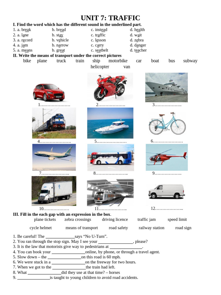 On Tap Unit 7 Traffic Tieng Anh 7 Global Success 70049 | PDF | Traffic Light | Traffic