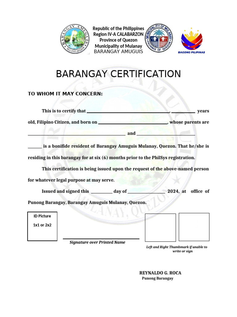 Barangay Certificate | PDF