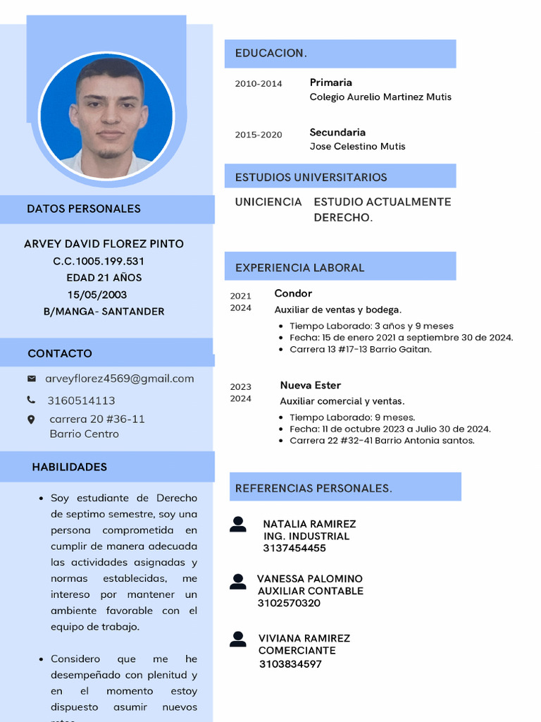 Currículum Vitae Cv de Enfermería Moderno Azul (4) | PDF
