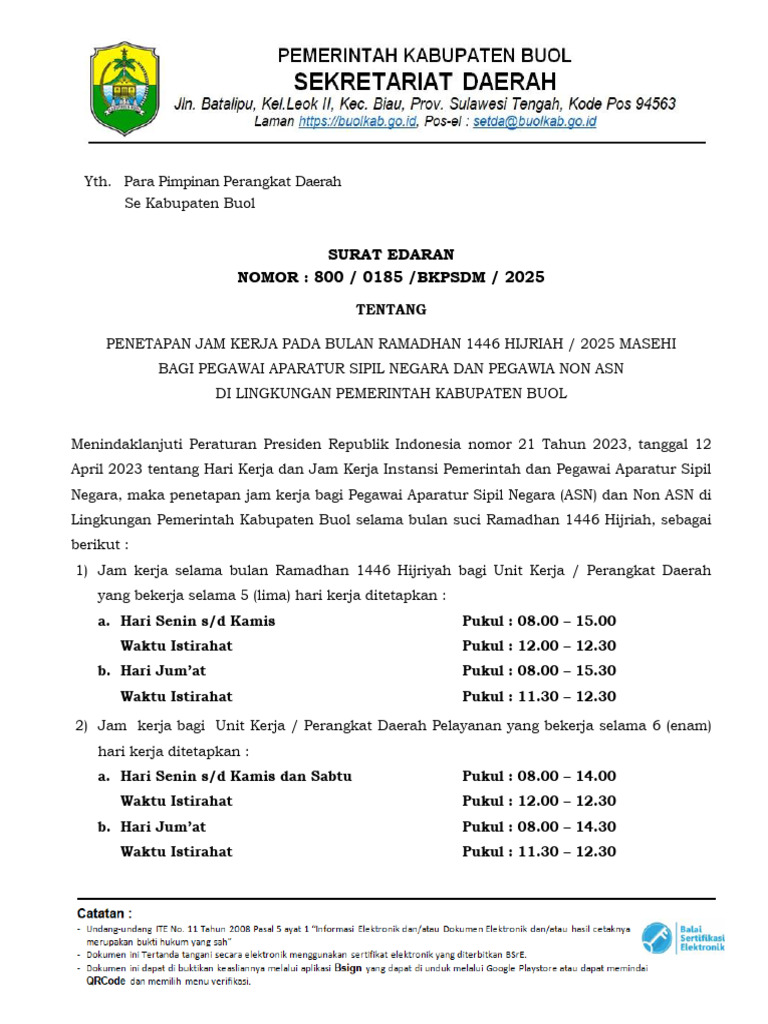 SE JAM KERJA RAMADHAN - 2025 TTE - Signed | PDF