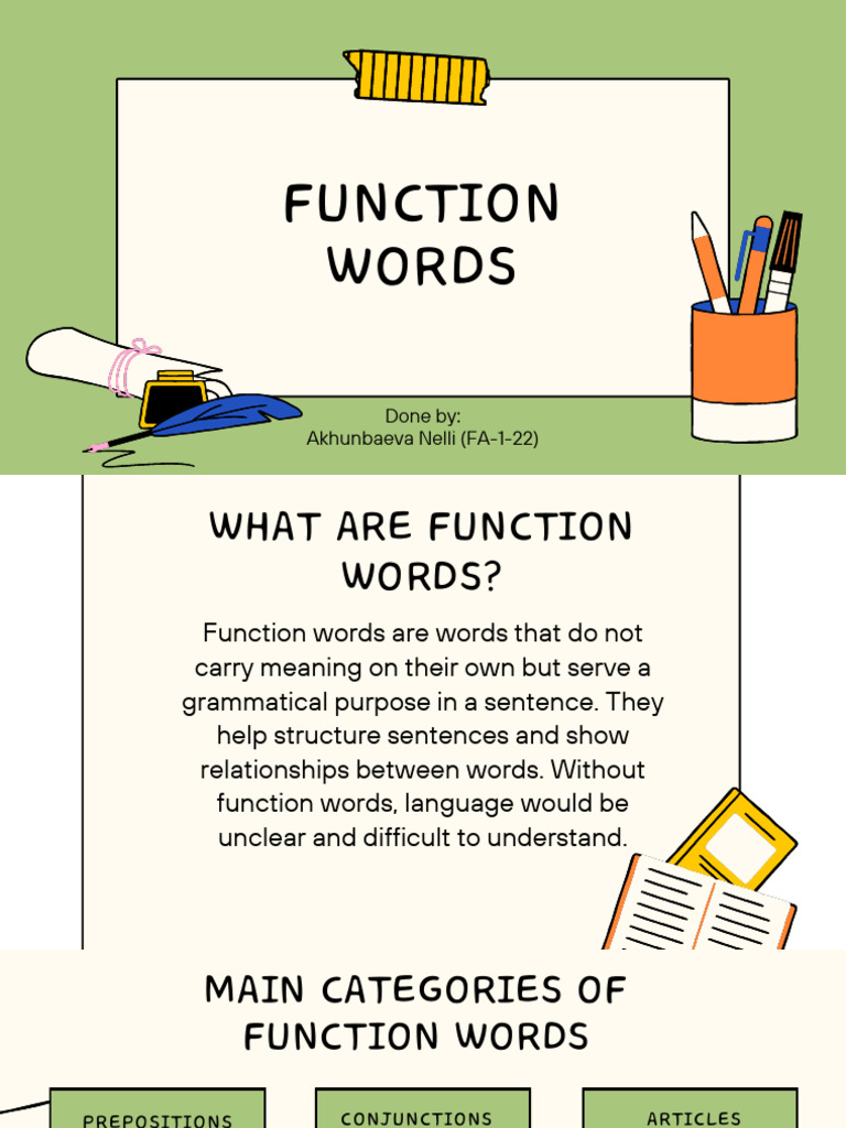 Function Words PDF | PDF | Grammatical Number | Noun