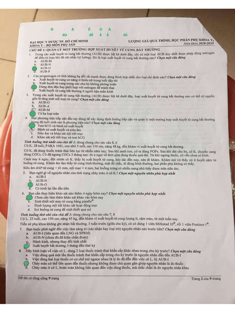 GIỮA KỲ Y13 HK1 (đã check) | PDF