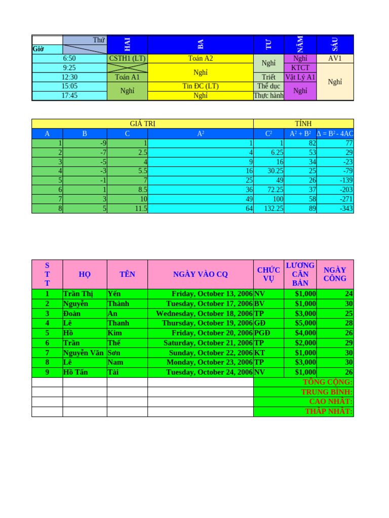 Bài Excel T NG H P | PDF