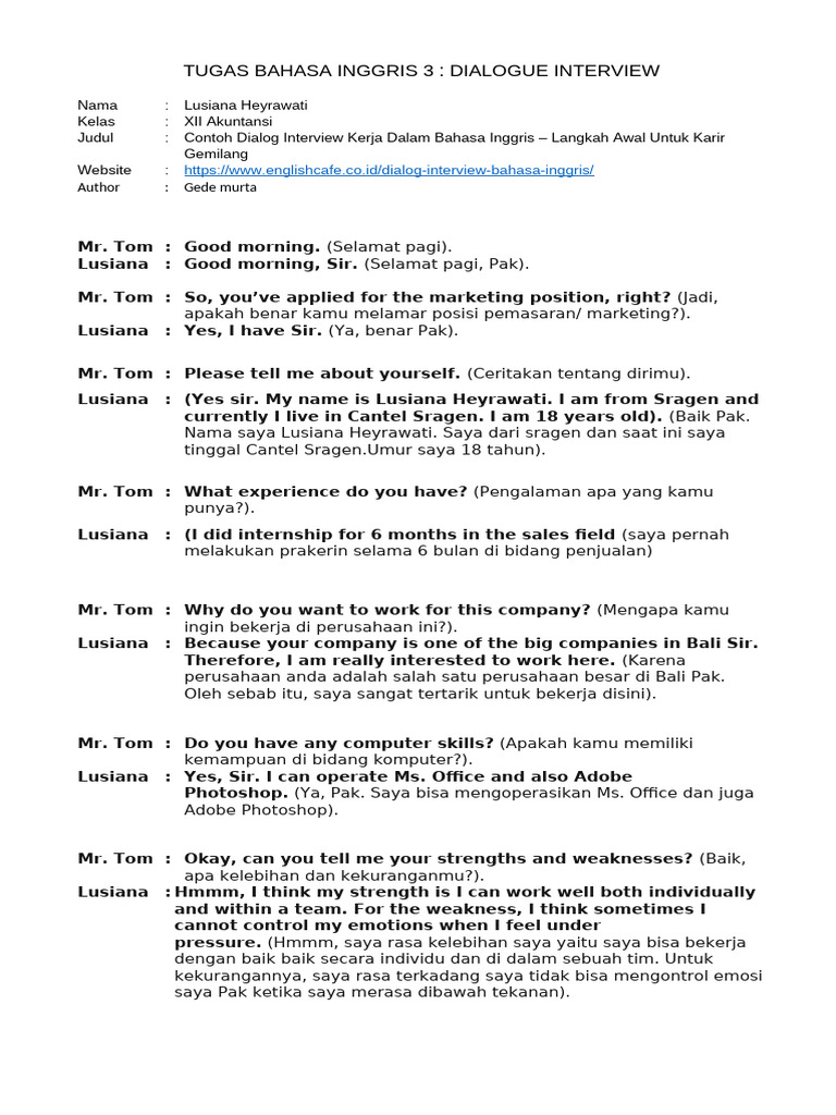 LUSIANA DIALOGUE INTERVIEW (1) | PDF