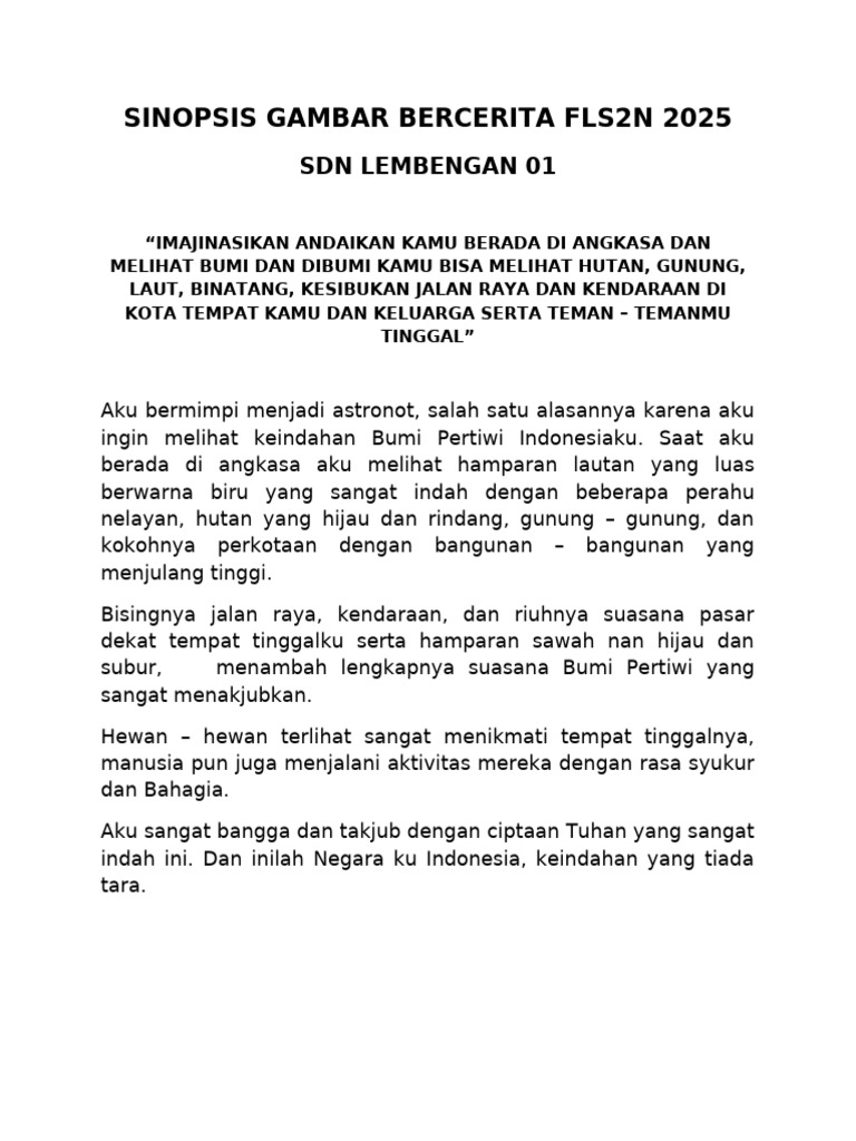 Sinopsis Gambar Bercerita FLS2N 2025 | PDF