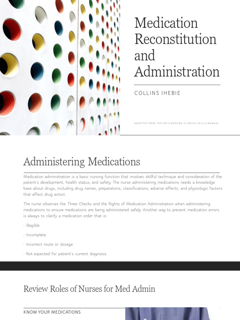 Med. Reconstitution and Admin | PDF | Injection (Medicine) | Clinical ...