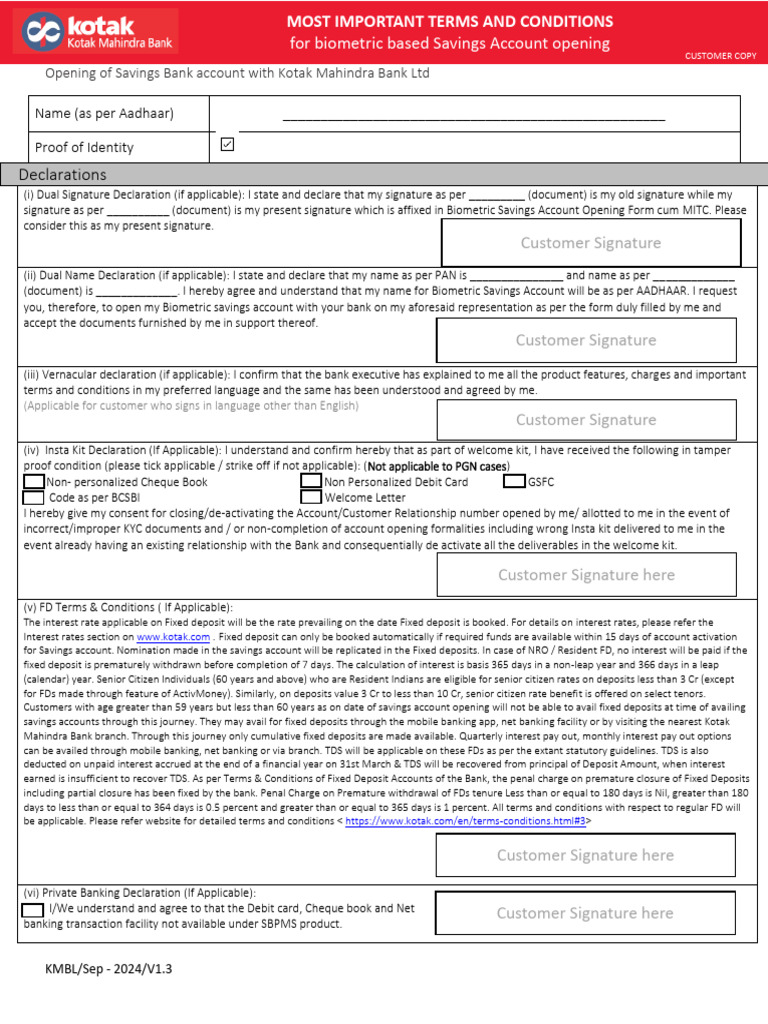 Kotak Mahindra Bank Savings Account Guide | PDF | Banks | Financial ...