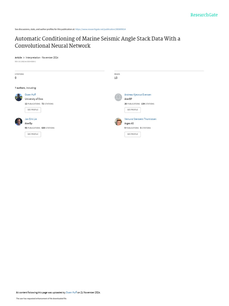 Huff Et Al 2024 Automatic Conditioning of Marine Seismic Angle Stack ...