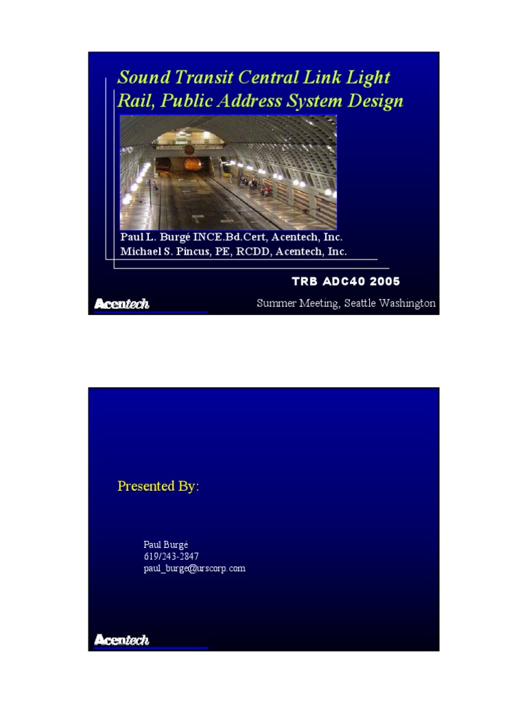 Sound Transit Central Link Light Rail, Public Address System Design ...