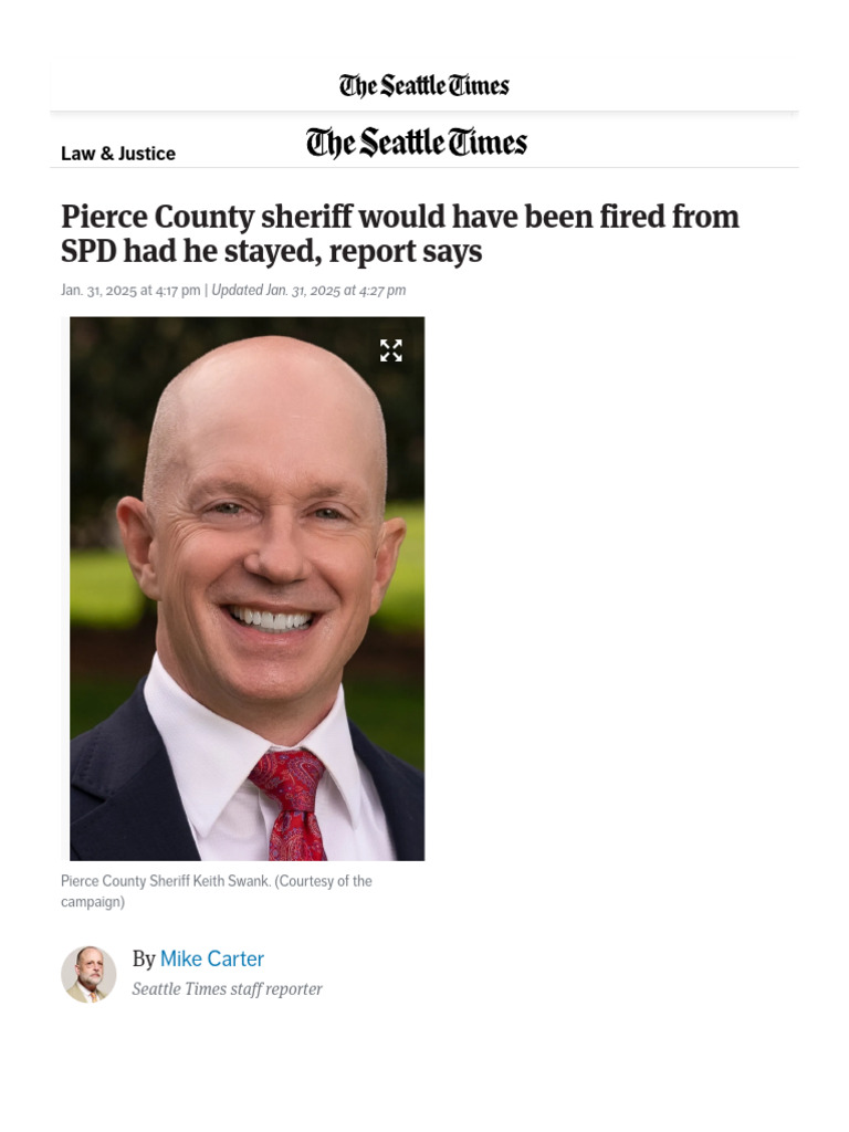 Pierce County Sheriff Would Have Been Fired From SPD Had He Stayed ...