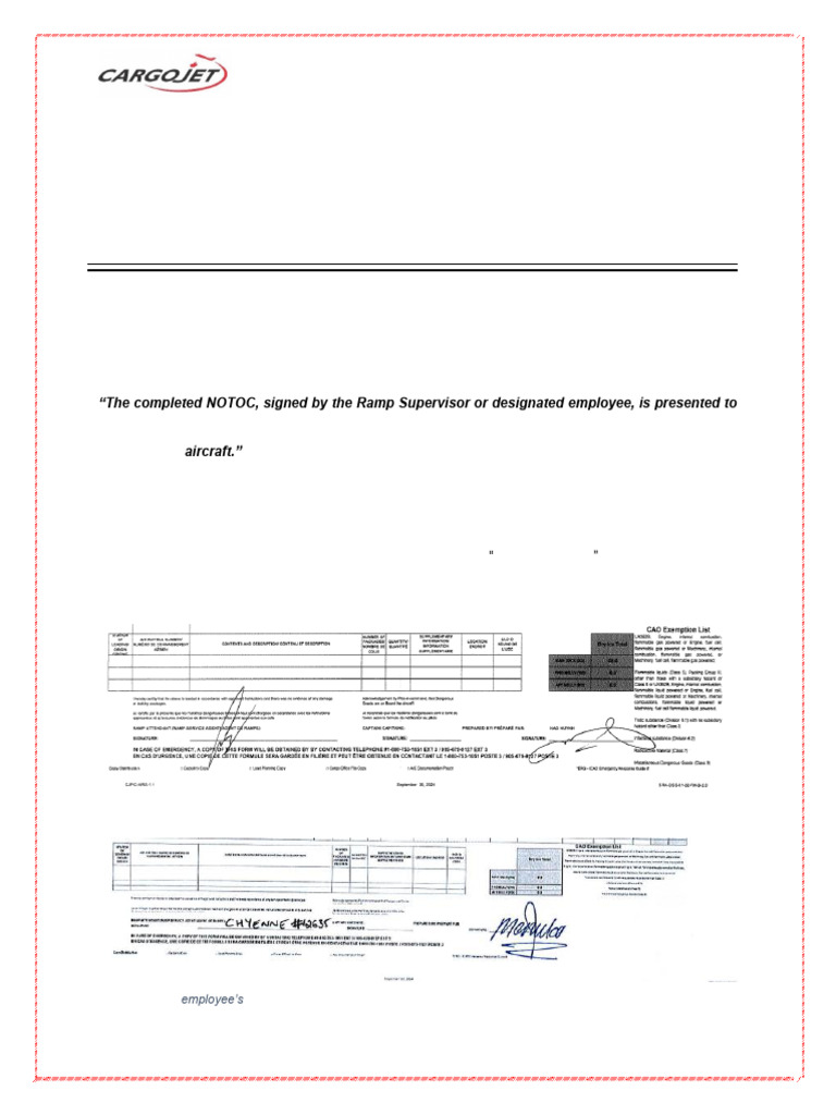 SAFTEY CIRCULAR 25-3 NOTOC Loading Confirmation Signature | PDF