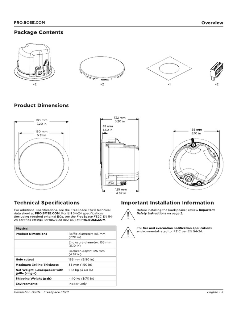 Bose FS2C Dimension | PDF
