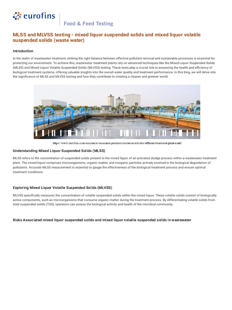 MLSS and MLVSS Testing - Mixed Liquor Suspended Solids and Mixed Liquor ...