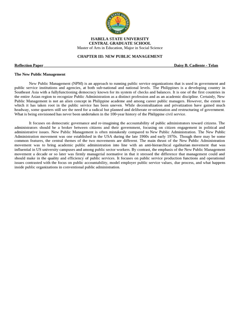 CHAPTER 3 Reflection | PDF | Public Administration | Social Policy
