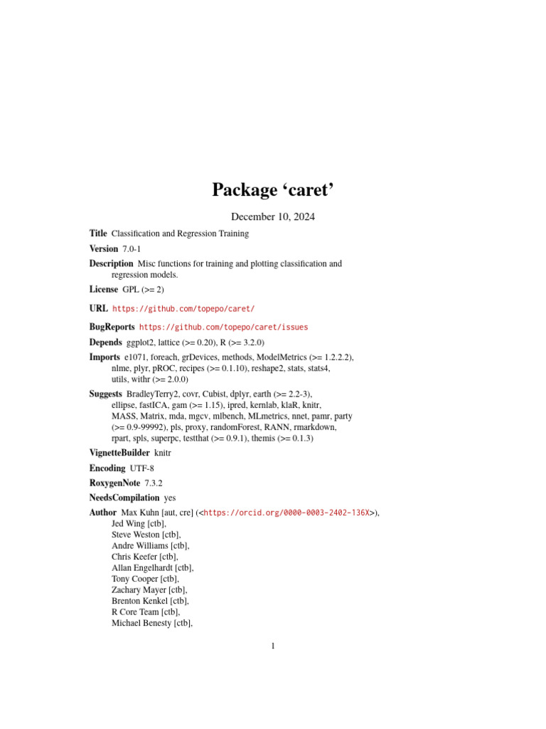 Caret | PDF | Data Analysis | Applied Mathematics