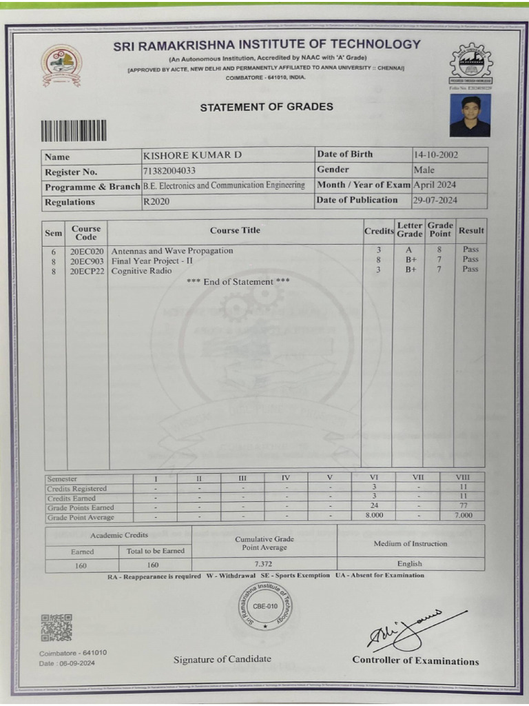 8th sem marksheet (1) | PDF
