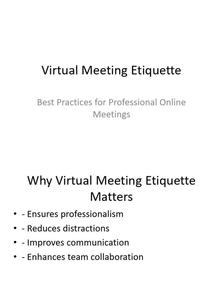 Virtual Meeting Etiquette Guide | PDF