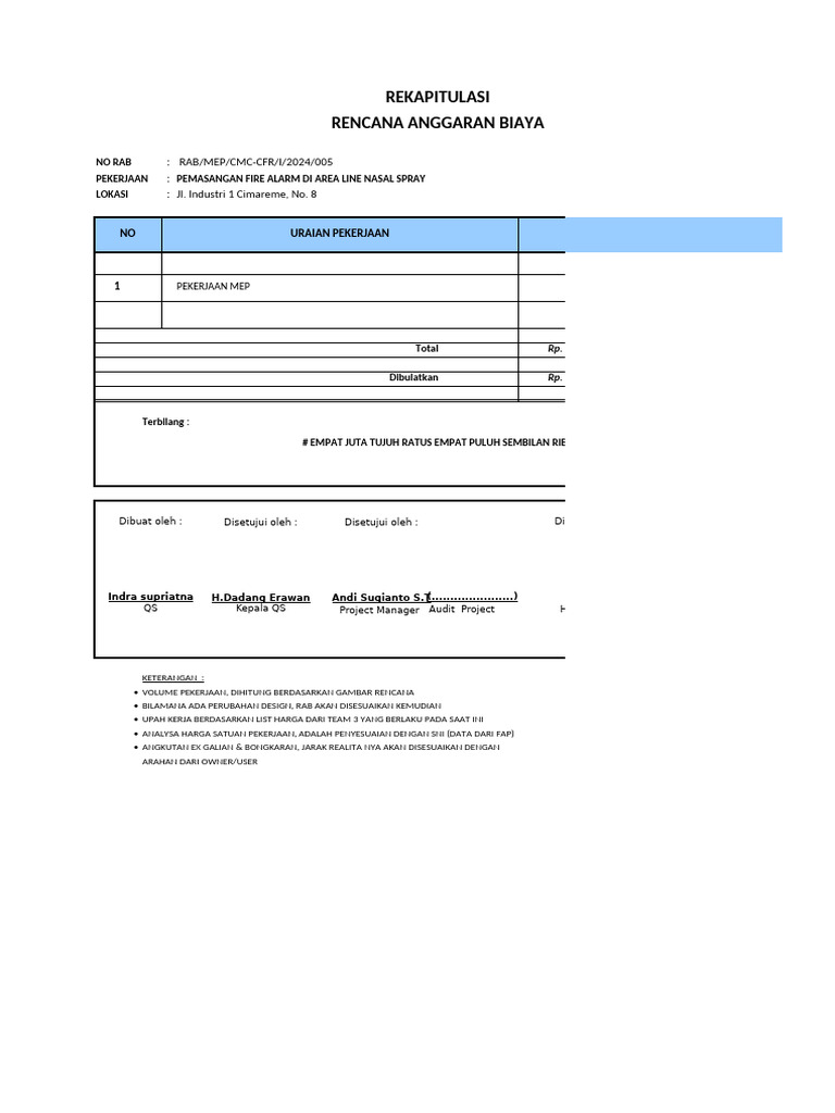 07 Mep Pemasangan Fire Alarm Di Area Line Nasal Spray | PDF