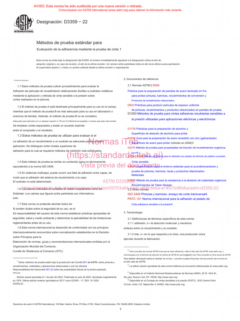 Astm D3359 22 | PDF | Revestimiento | Adhesión