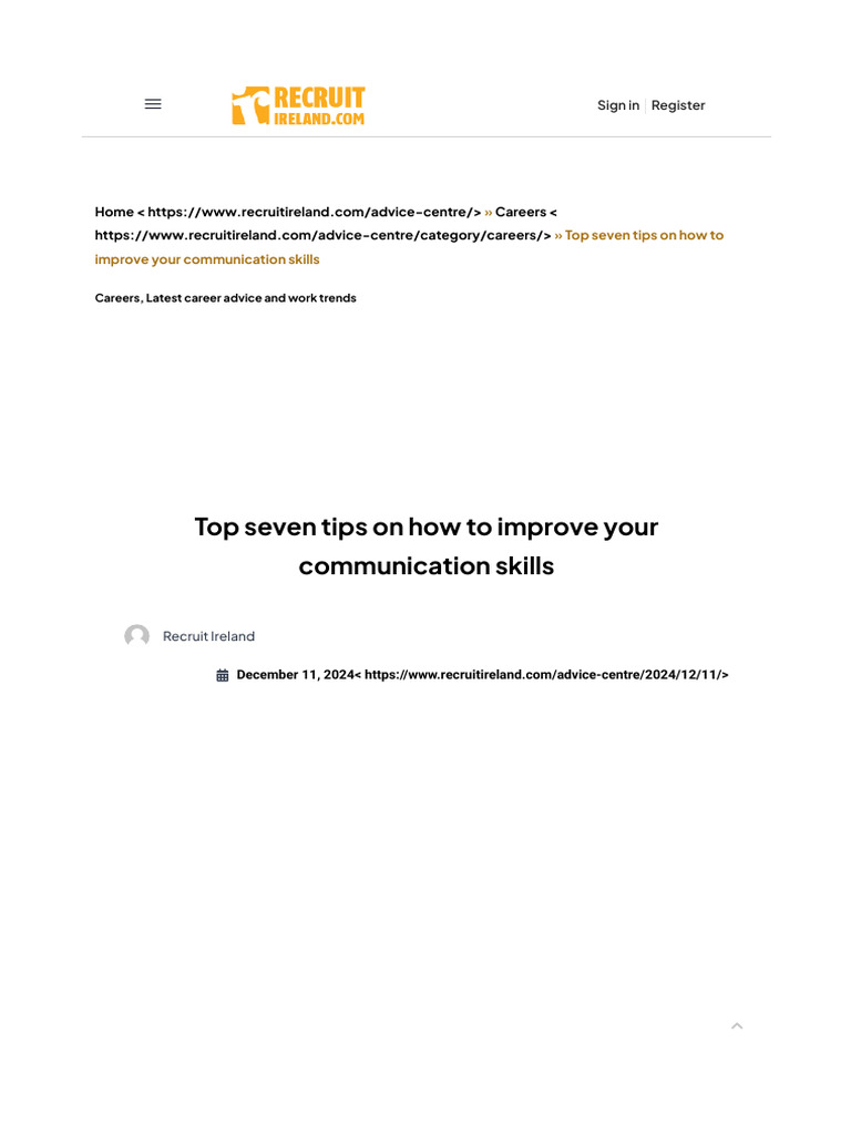 Top Seven Tips On How To Improve Your Communication Skills | PDF ...