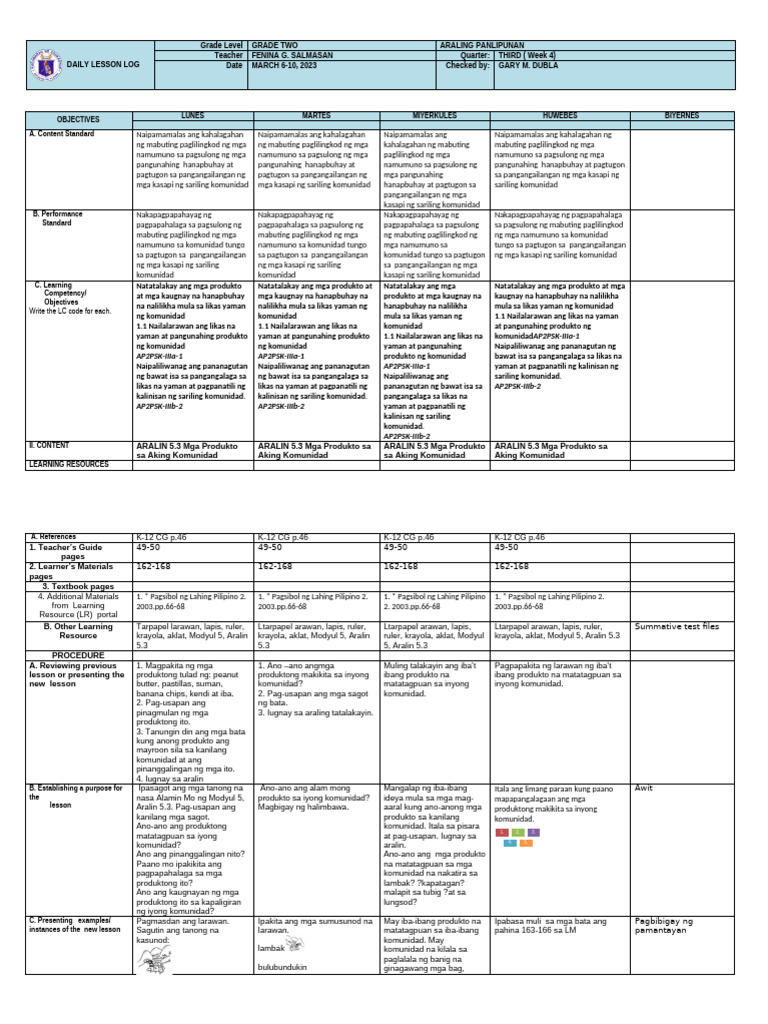 AP 2 Grade 2 DLL q3 Week 4 | PDF