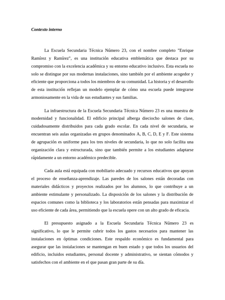 Contexto Interno JMVG | PDF | Enseñando | Escuelas