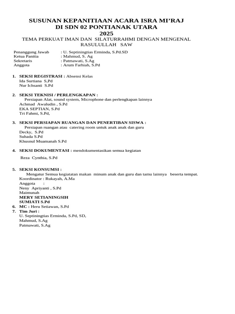 SUSUNAN ACARA PERINGATAN ISRA DAN MI RAJ 2025 | PDF