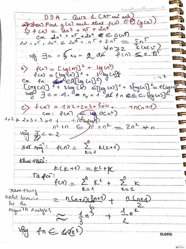 Klinh DSA Quiz 1 | PDF