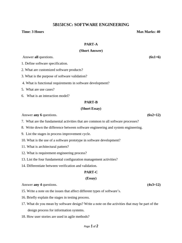 Software Engineering Exam Guide | PDF