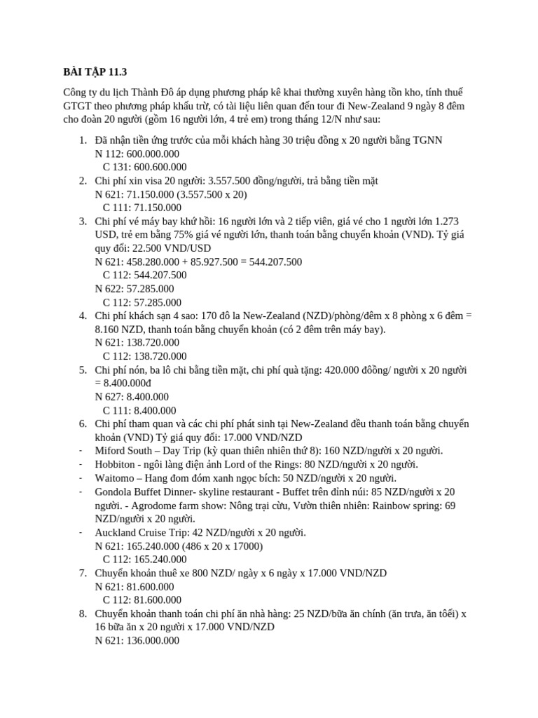 NGUYỄN THỊ DUYÊN - BT 11.3 KTTC CB2 | PDF