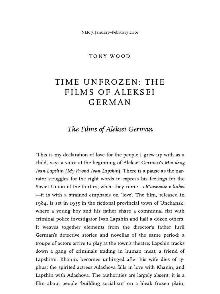 Tony Wood - Time Unfrozen - The Films of Aleksei German | PDF | Joseph Stalin