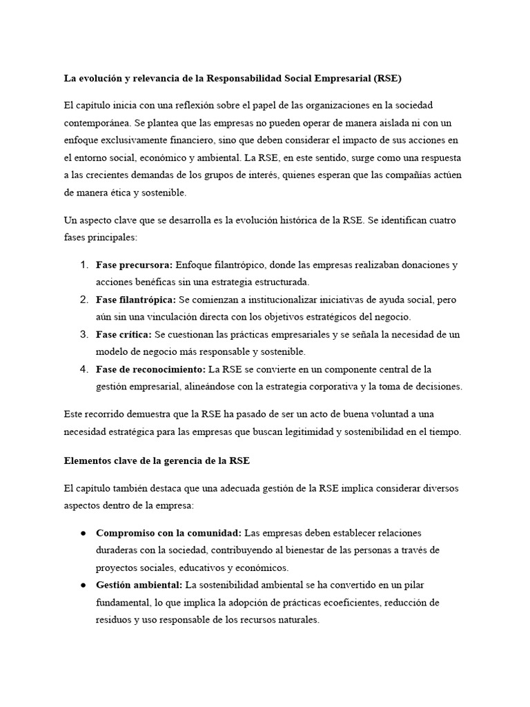 Resumén Del Capitulo 1. de RSE | PDF | Responsabilidad social corporativa | Sustentabilidad