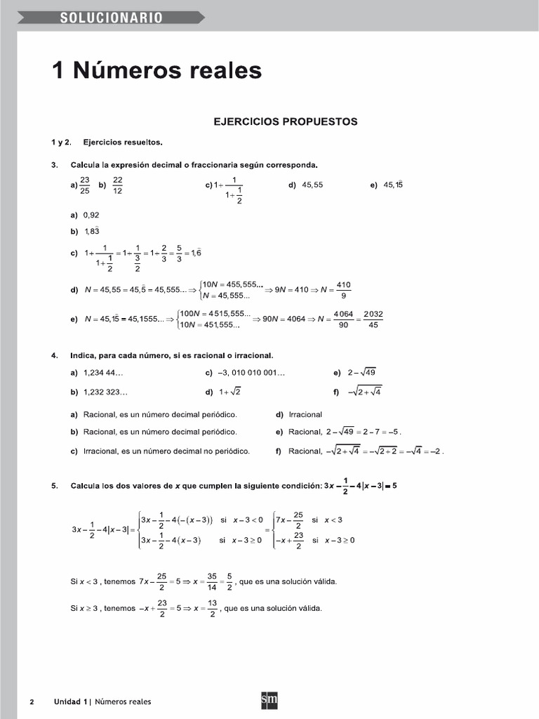 Numeros Reales Ejercicios | PDF