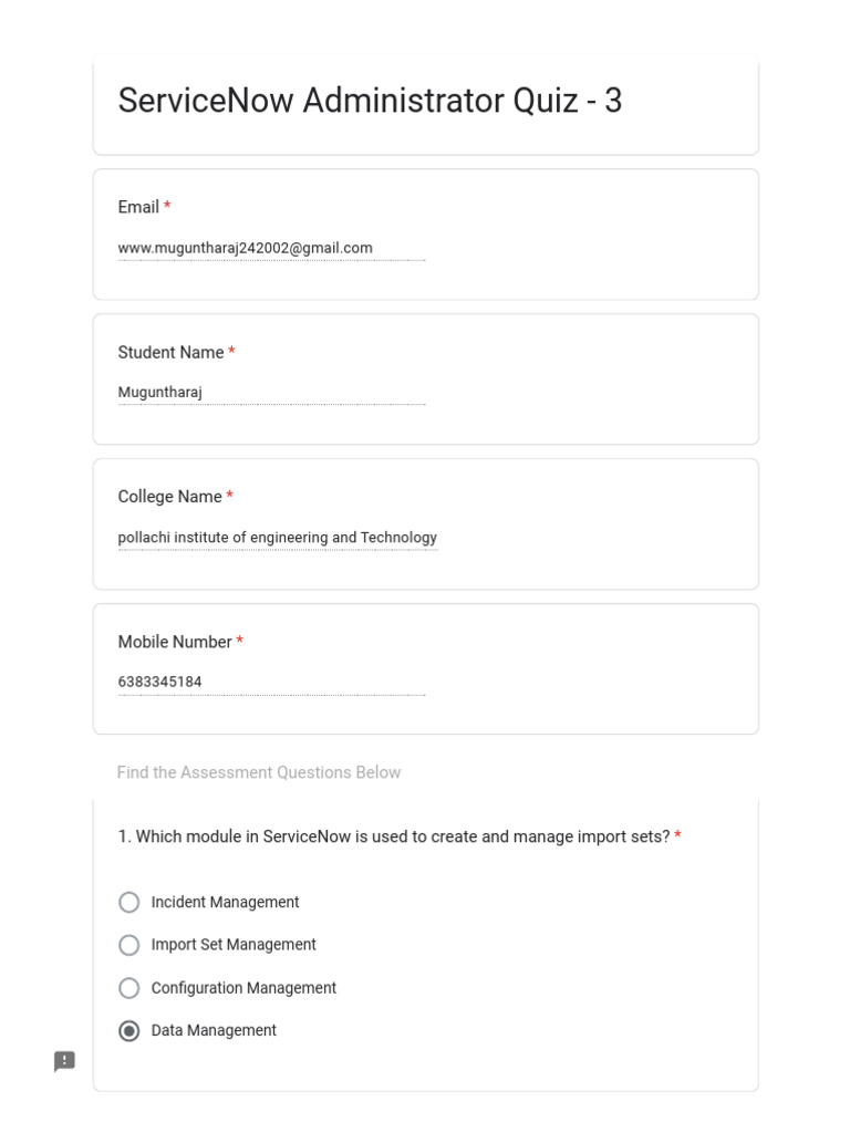 ServiceNow Administrator Quiz | PDF