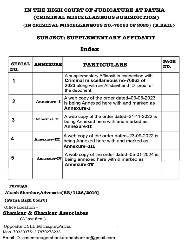 Supplementary-Ram Kishore Singh | PDF | Bail | Affidavit