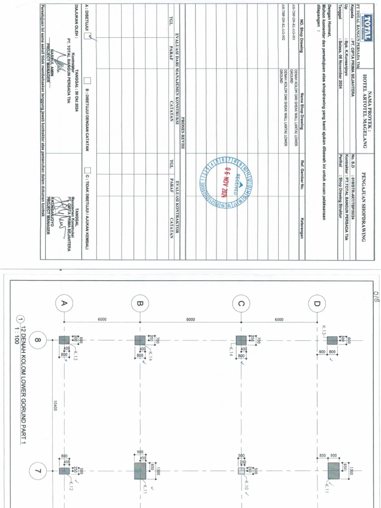 018 Denah Kolom Dan Shear Wall Lantai Lower Ground | PDF