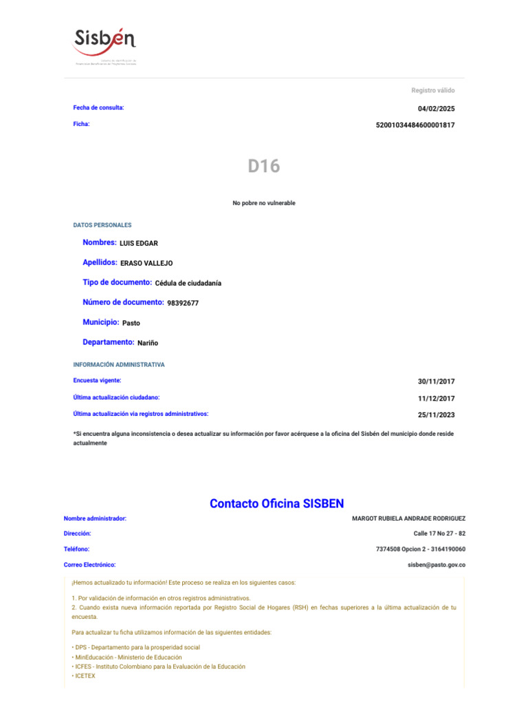 Bienvenido A La Página Del Sisbén IV | PDF | Colombia